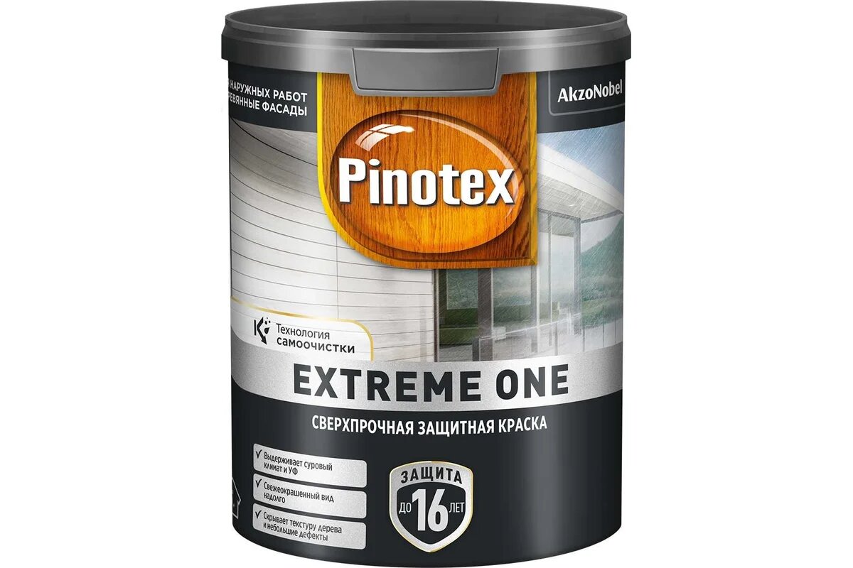 Краска PINOTEX EXTREME ONE сверхпрочная с эффектом самоочистки. база BC (бесцветная) 0,85л