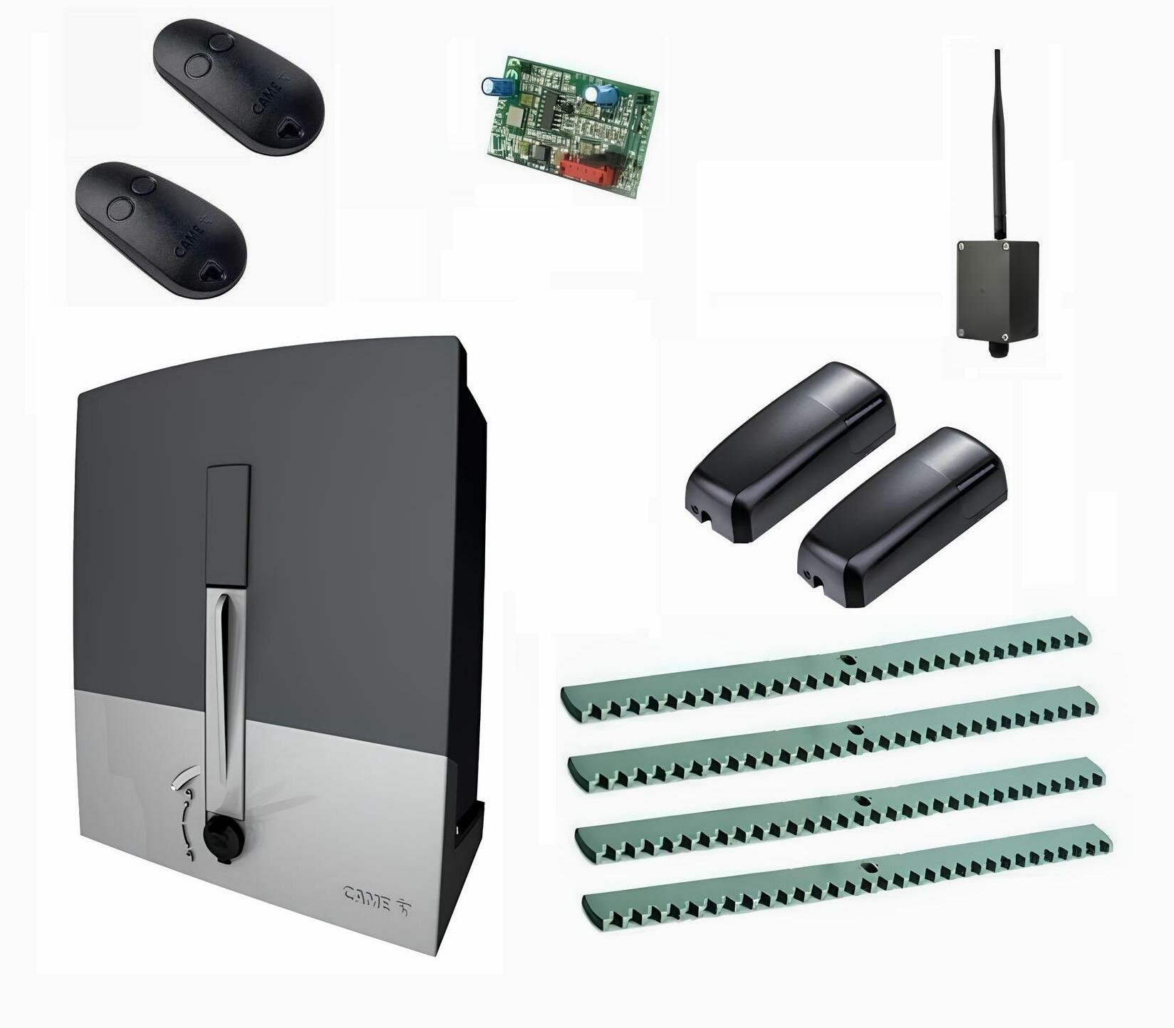 Автоматика для откатных ворот BXL04AGS KIT4-FK-BT, комплект: привод, радиоприемник, 2 пульта, фотоэлементы, 4 рейки, Bluetooth-модуль