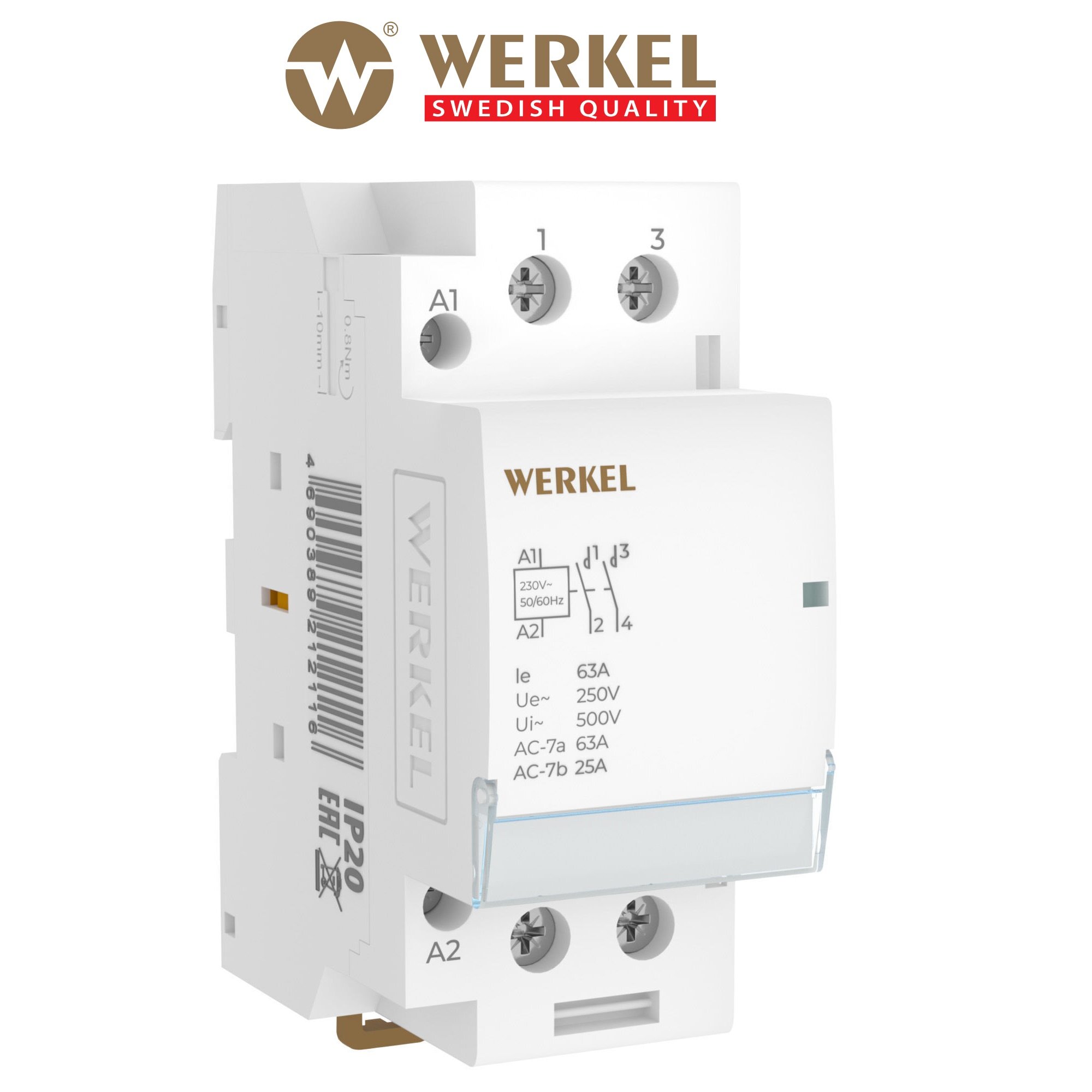 Контактор модульный Werkel W942M63O, 63 A, 2NO, 230 В (2 модуля)