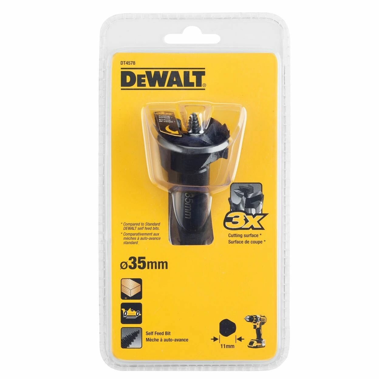 Сверло по дереву Форстнера DEWALT DT4578, 35x87x122 мм, 1 шт. (DT4578-QZ)