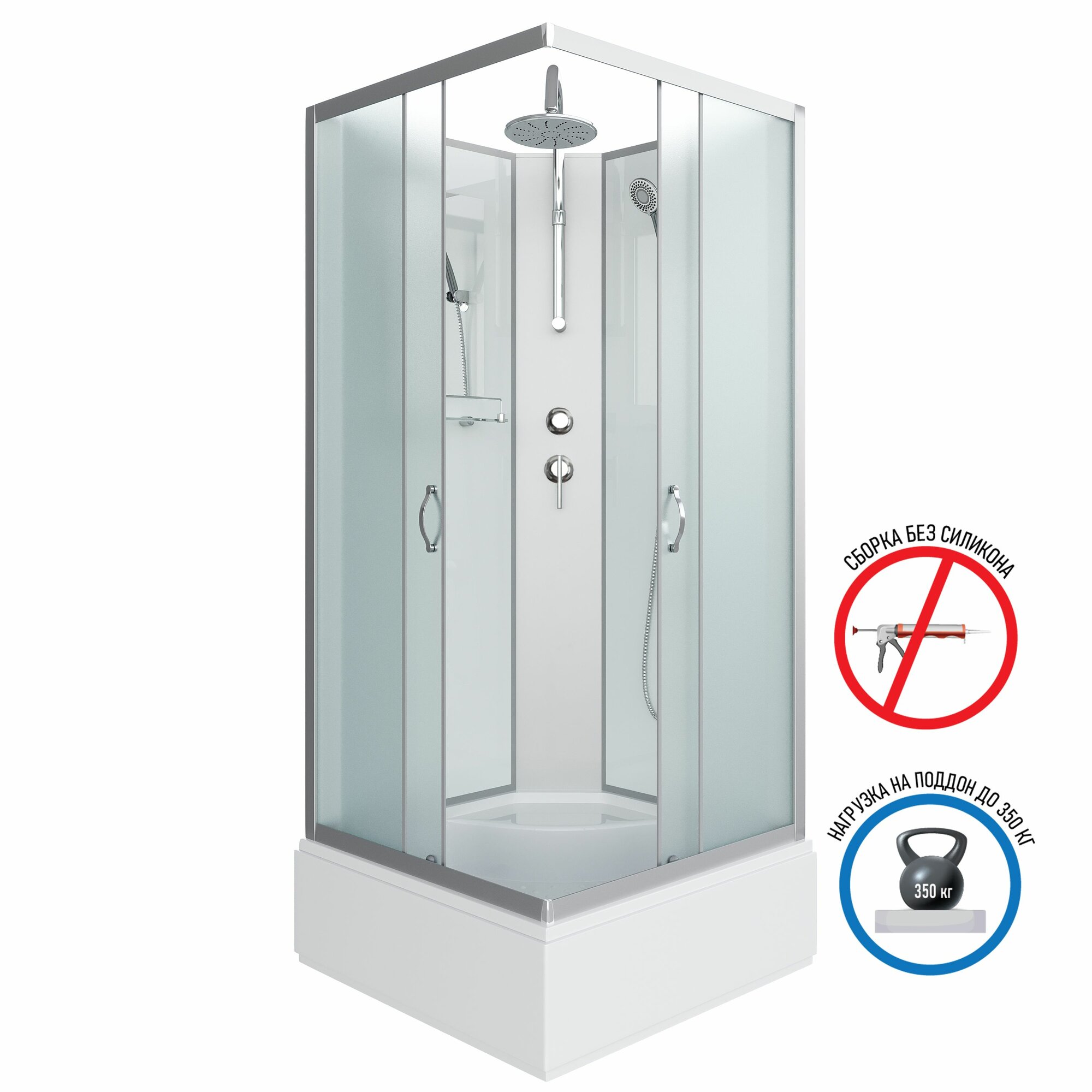 Душевая кабина Niagara Classic NG-1108-14BKT (90х90х210) средний поддон(26см), стекло матовое,4 места с полкой