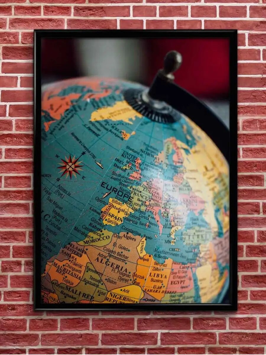 Плакат, Постер Карта, А3 (фотопанно, постер на стену)