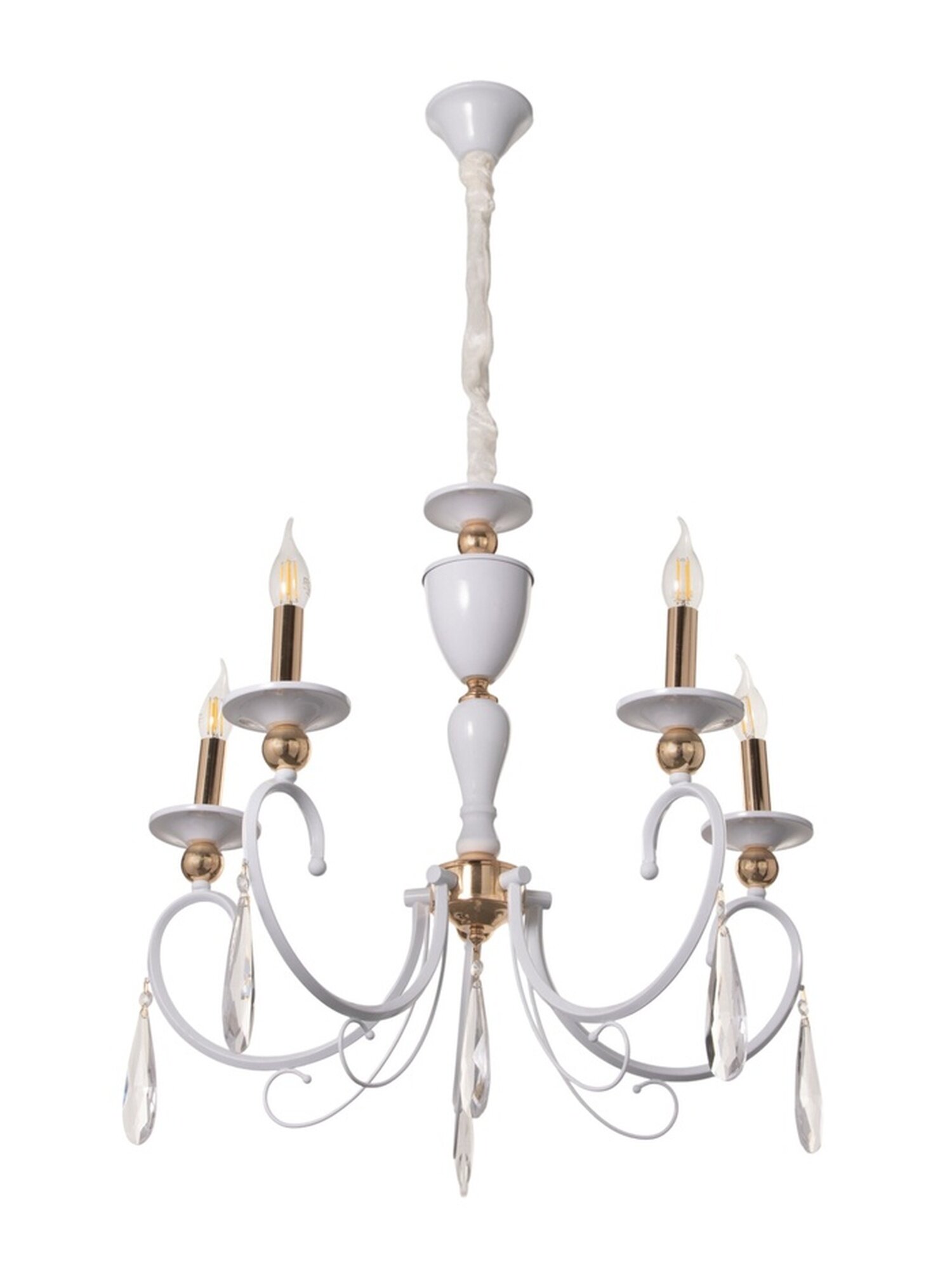 Люстра BayerLux "Винтаж", E14, 5 ламп, 40 Вт, площадь освещения 10 м², белая