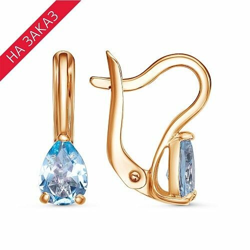 Подвеска для серег, серебро, 925 проба, золочение, топаз