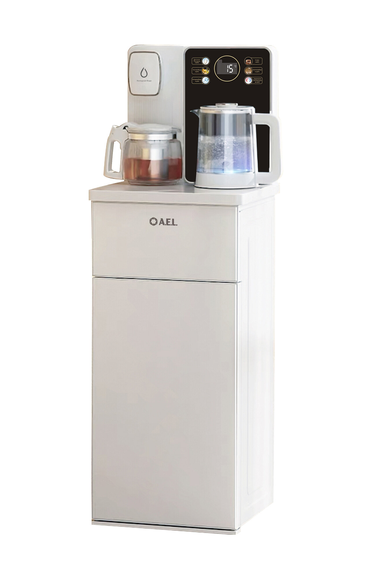 Кулер для воды с чайным столиком Тиабар AEL TB83a-LD white .