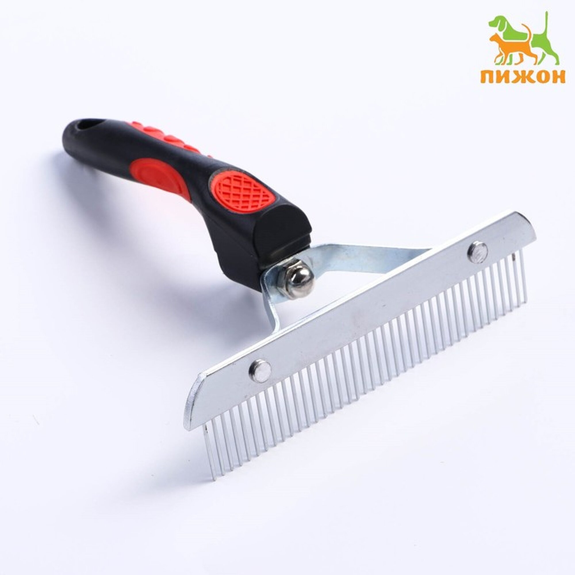 Расчёска Пижон, для длинношерстных животных, металл, пластик, 16x18,5 см