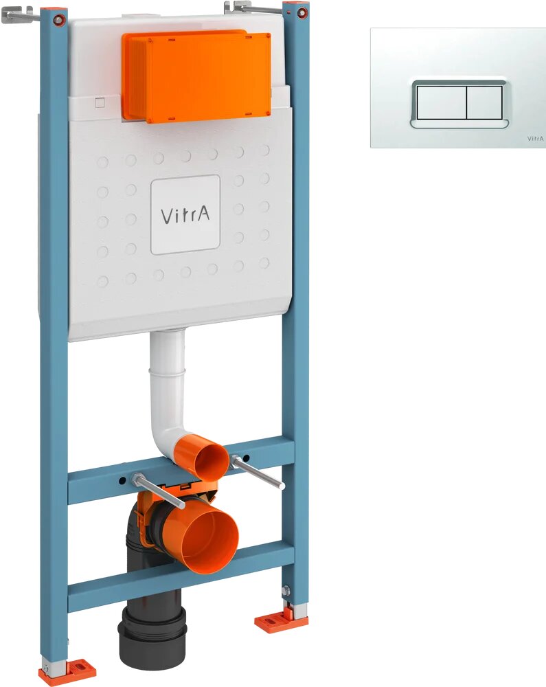 Комплект Инсталляция VitrA V-Fix Core 732-5800-01 / Кнопка 740-0680 цвет глянцевый хром