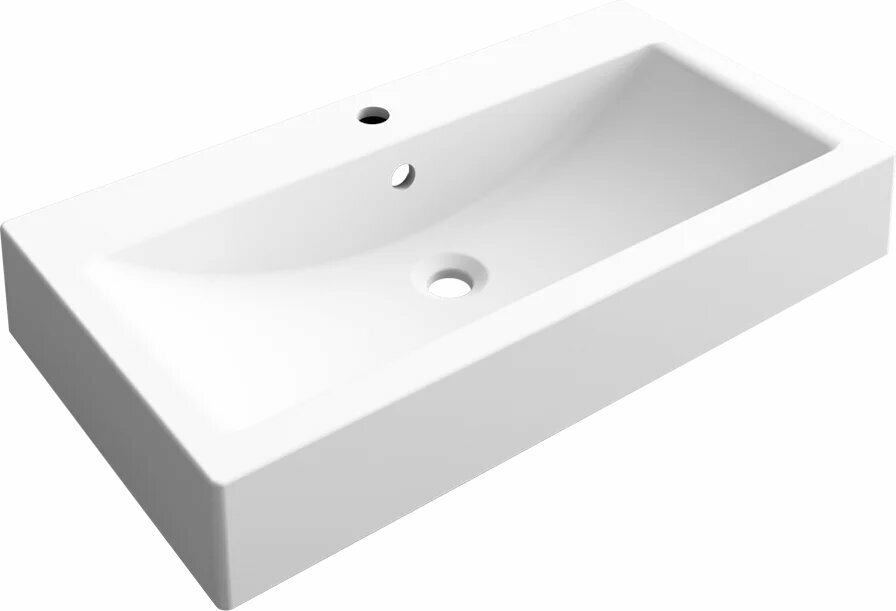 Мебельная раковина Paola Daria 800 накладная, встраиваемая, из литьевого мрамора, белая, глянцевая, раковина для ванной, прямоугольная