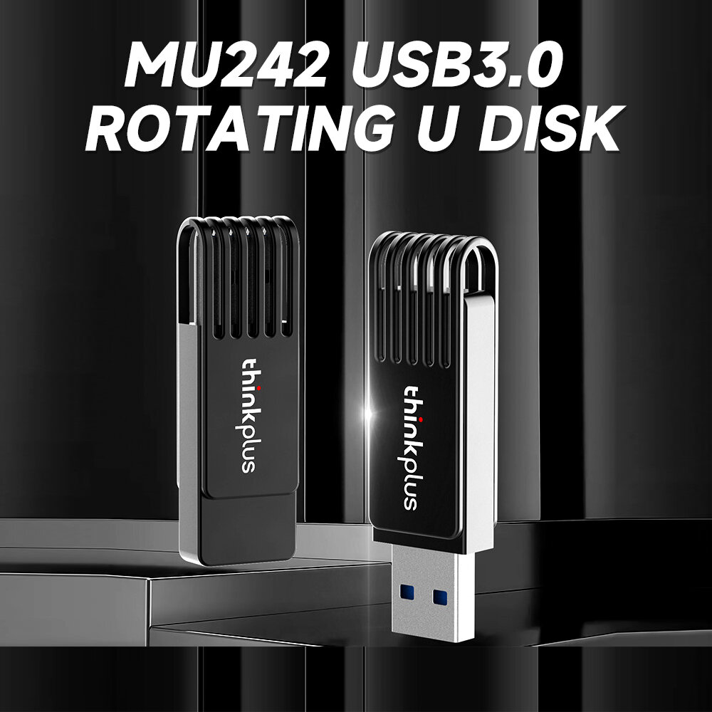 Флешнакопитель thinkplus MU242 32GB USB3.0: Вращающийся металлический корпус, высокая скорость перед