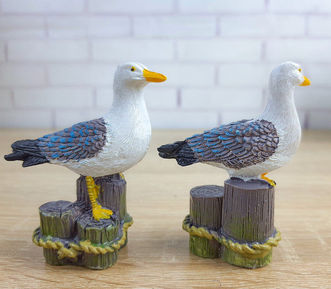 Статуэтка мини Чайка 7х5х3см, полистоун, (комплект 2 штуки )