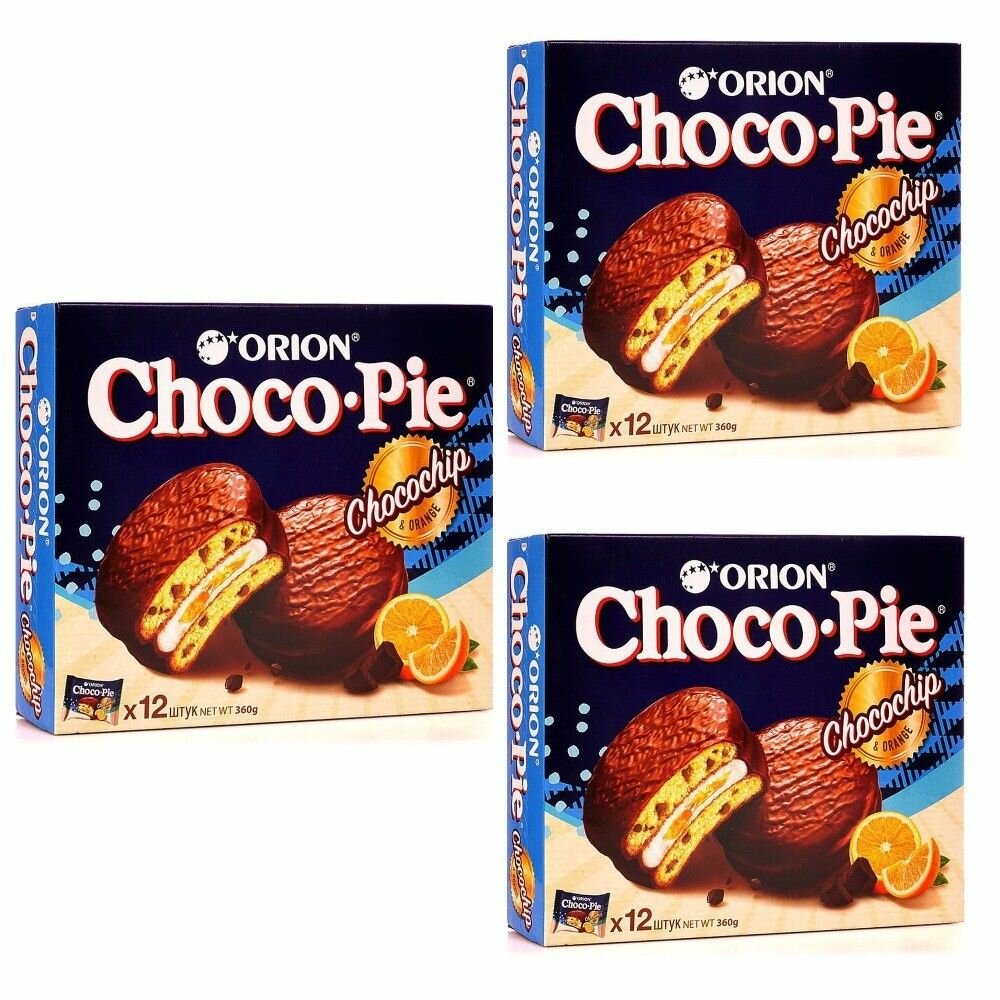 Choco Pie Печенье Orion Апельсин , 360 г, 3 уп.