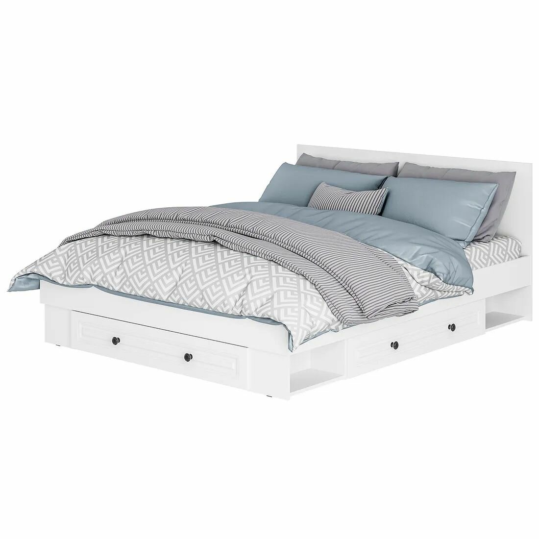 Кровать 1,6 м "Софт" КР-16 Белый/Эмаль белая (F26) + ящик (БТС)