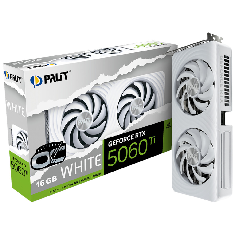 Видеокарта Palit RTX5060Ti WHITE OC 16GB GDDR7 128bit 3xDP HDMI 2FAN RTL