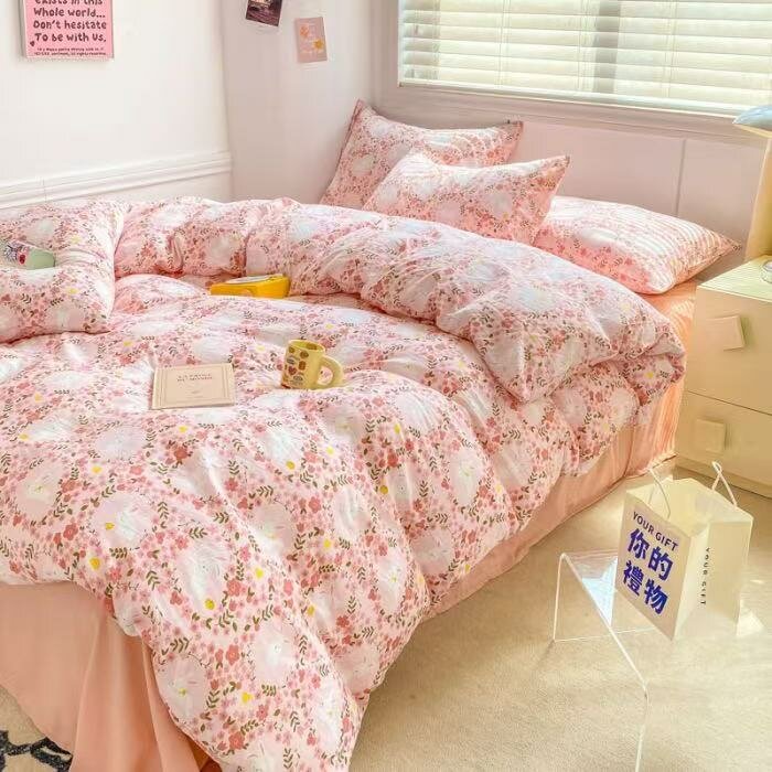 Комплект постельного белья Ins цветочный хлопок Twin3pcs, 4