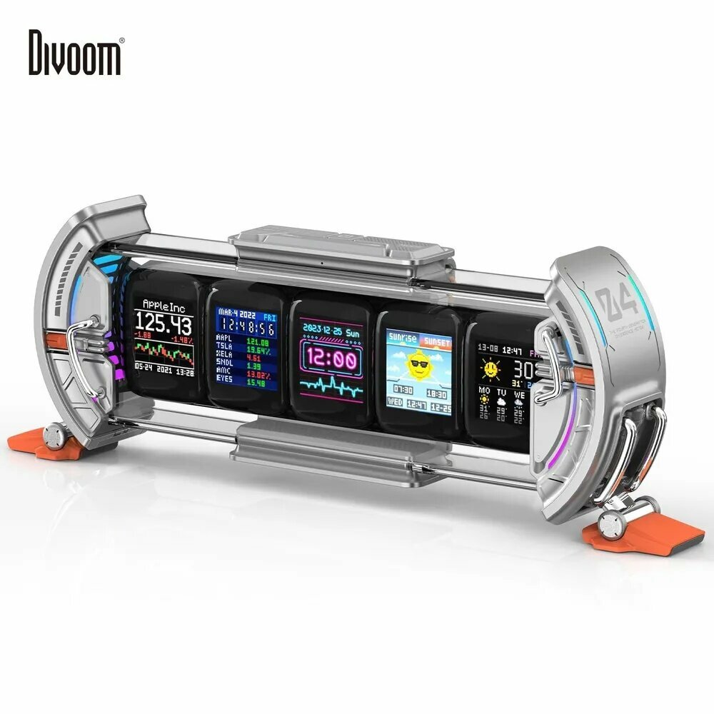 Цифровая пиксельная фоторамка Divoom Times Gate , Clock LED Screen, Silver