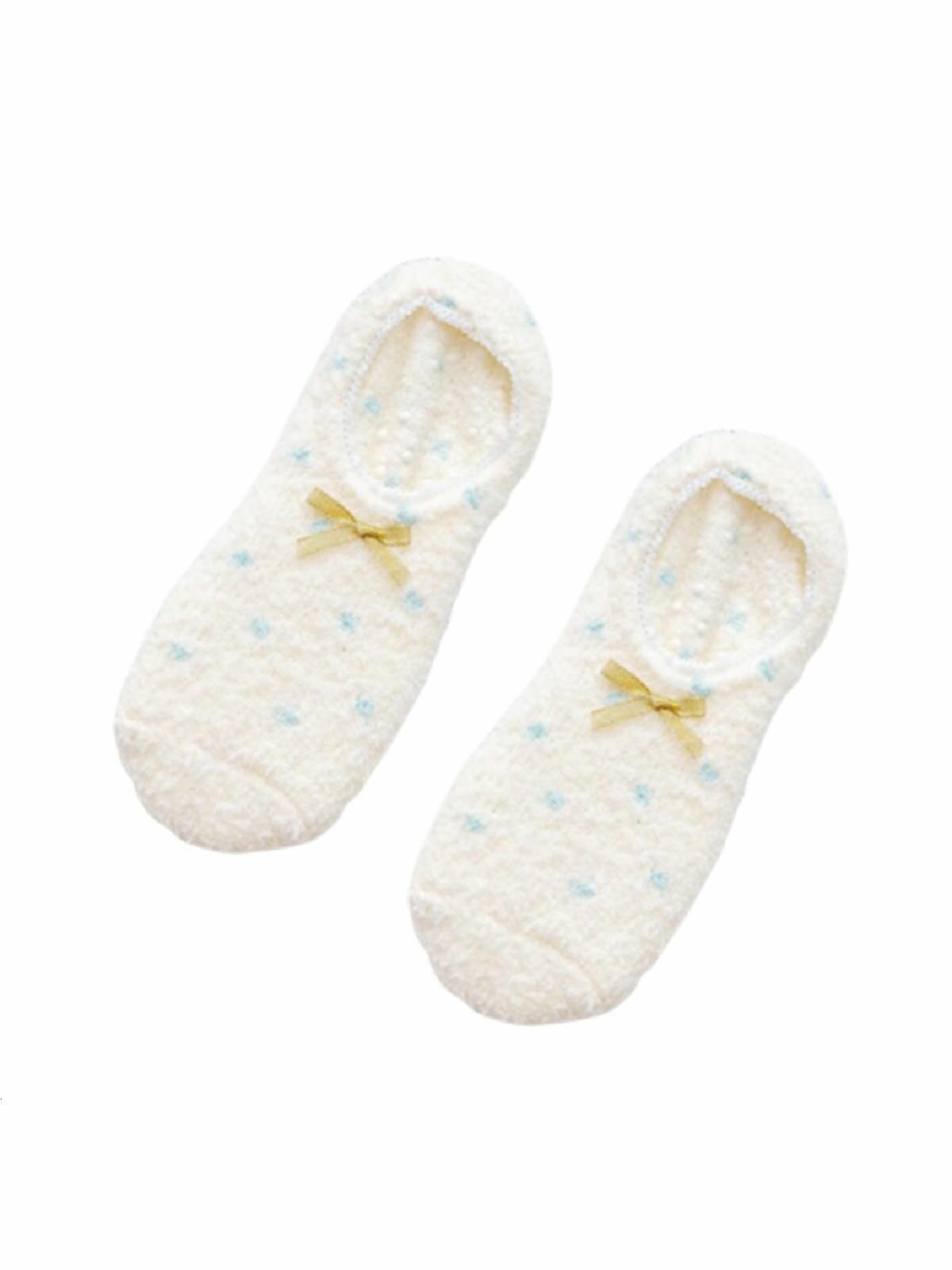 Женские зимние тапочки-носки из флиса, Белый