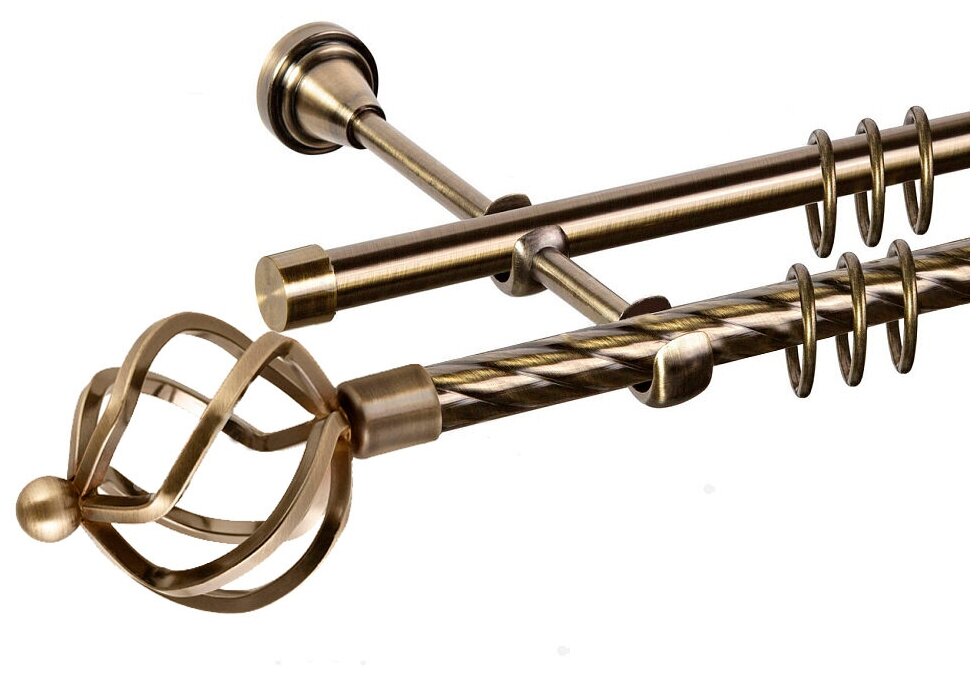 Карниз для штор двухрядный Антик Булава Классик (16К/16Г) 1,6 метра