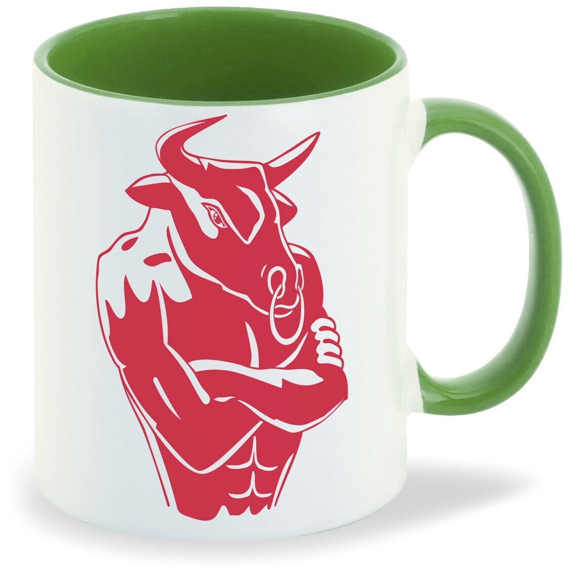 Кружка зеленый CoolPodarok бык