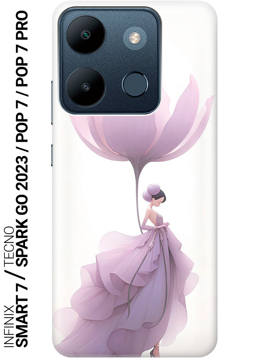 Силиконовый чехол на Infinix Smart 7 / Tecno Spark Go 2023 / Pop 7 / Pop 7 Pro с рисунком "Цветочная девушка"