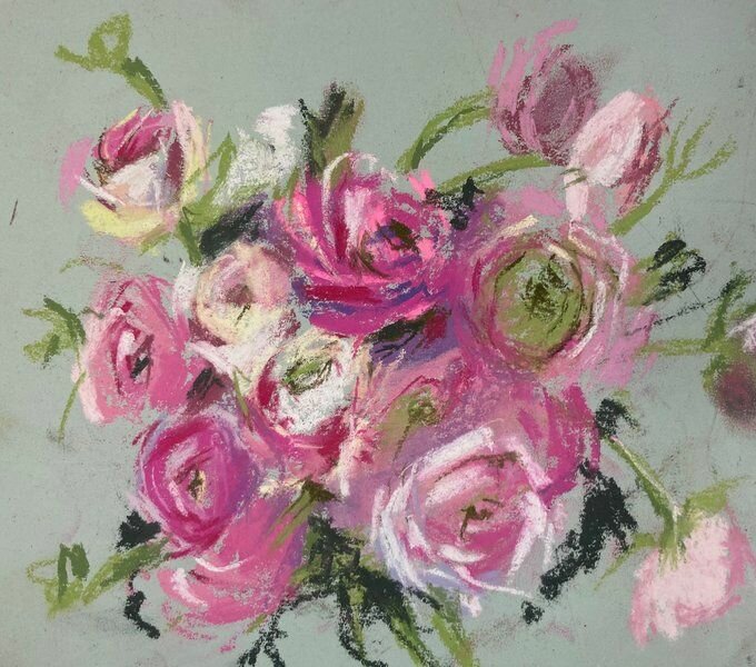 ART-Salon at Oktyabrskaya "Розочки" 14,5х16,5 см; бумага, пастель; ручная работа