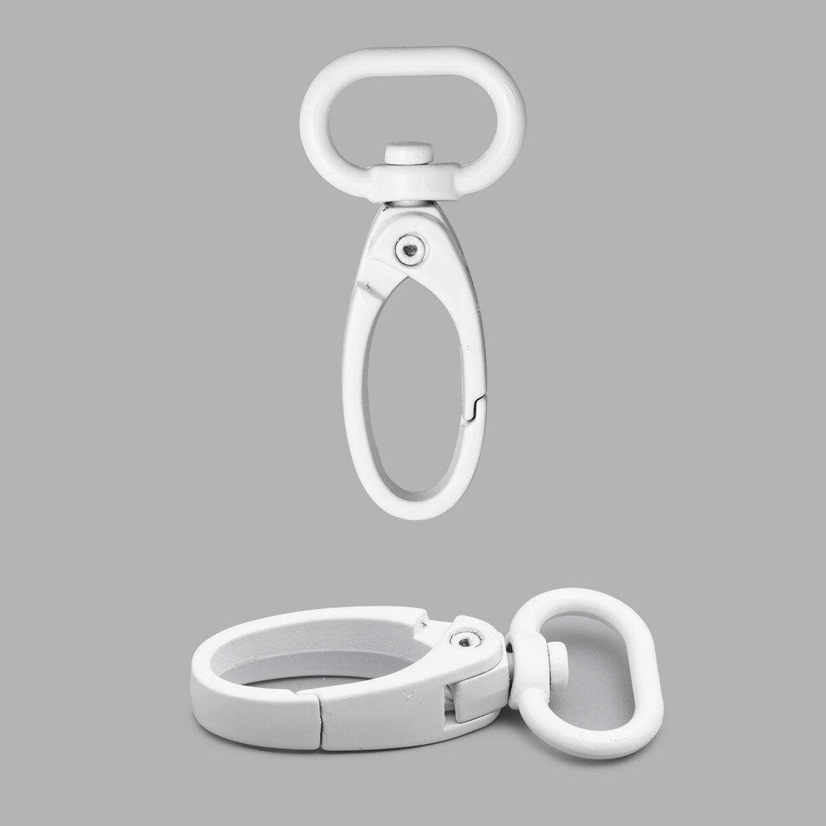 Карабин для сумки поворотный с рамкой, 15 мм (22*43 мм), металл (белый лак), 4 шт