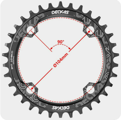 Звезда NW Deckas, круглая 36T, черная, BCD 104