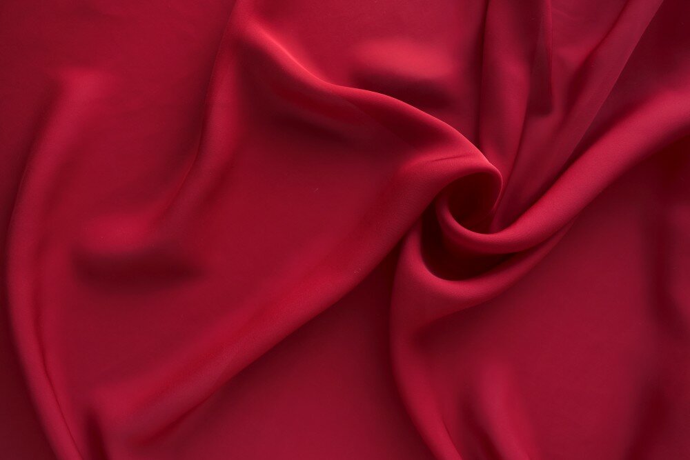 Ткань шифон красный (алый) натуральный шёлк, ширина 1.37 м