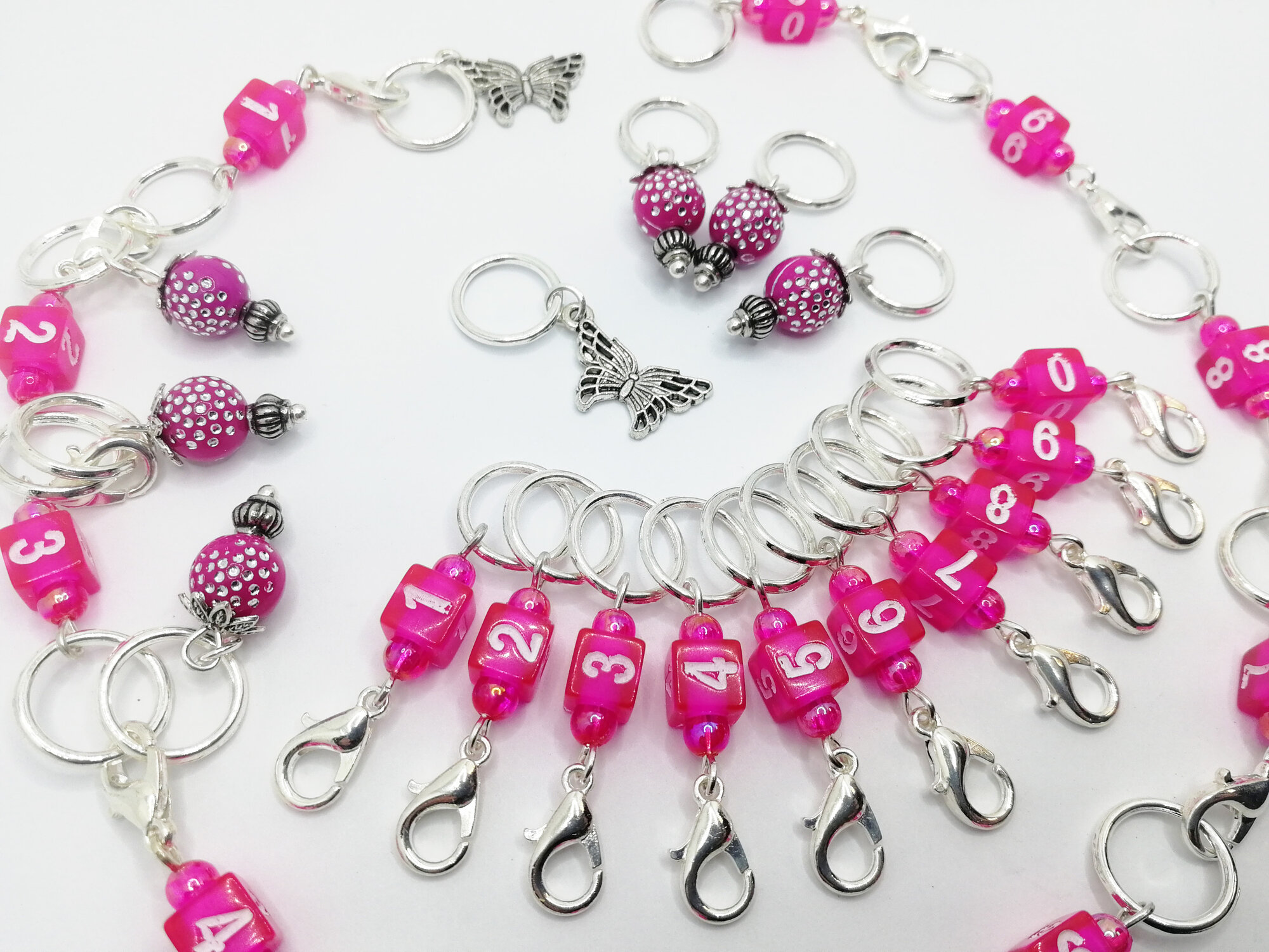 Маркеры для вязания, счётчик рядов "Монпансье 2" (10+4), 12мм, малиновый