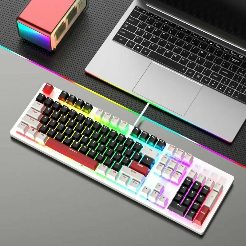 Комплект игровой клавиатуры, мыши и гарнитуры, цвет белый/черный/красный