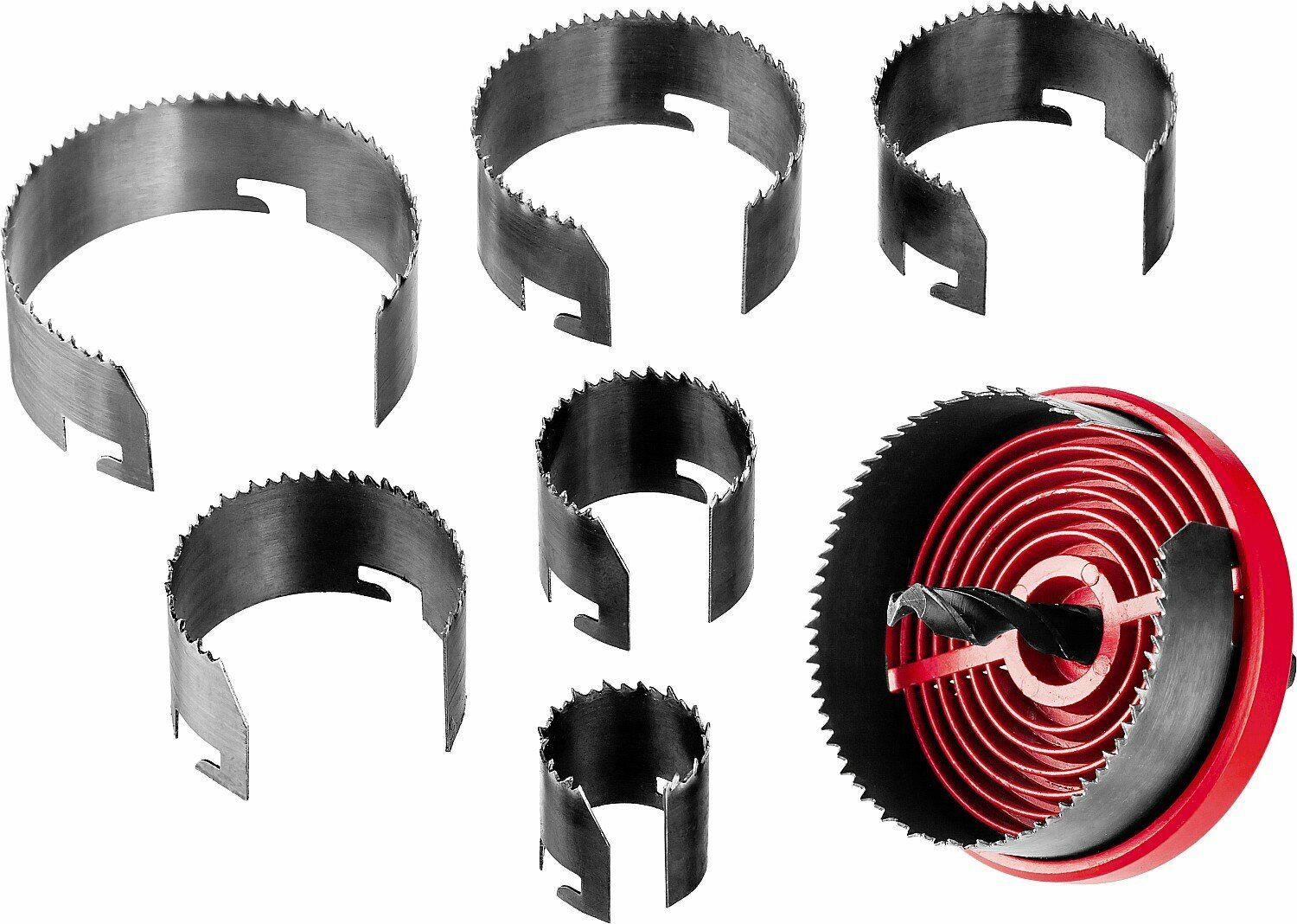Наборная кольцевая пила ЗУБР, 7 шт, диаметр 18 мм, размеры 26-32-38-45-50-56-63, для дерева