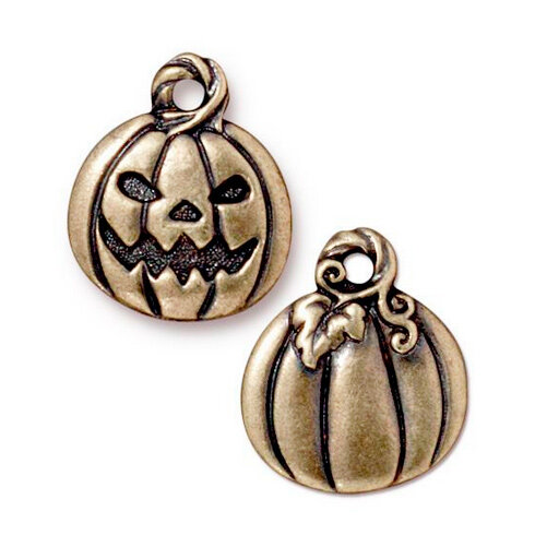 Подвеска, 18х15.5х3мм, TierraCast, Тыквоголовый Джек, базовый материал - оловянный сплав, бронзовый с чернением, 1 шт.