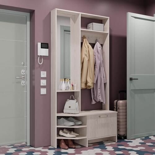 Прихожая Тео ПР-01, Ясень Анкор светлый, 96х196х36.2 см.