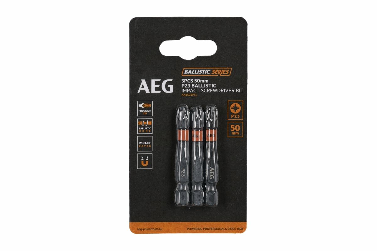 AEG биты ударные AAK503PZ3, набор 3 шт, тип PZ3, длина 50 мм, для шуруповёртов