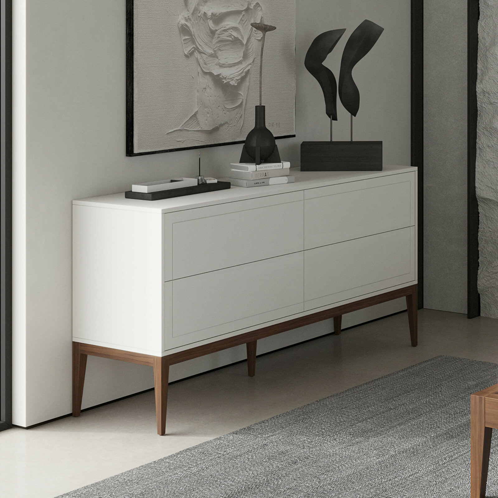 Комод MOD INTERIORS коллекция MARBELLA отделка шпон ореха F , матовый лак RAL9002
