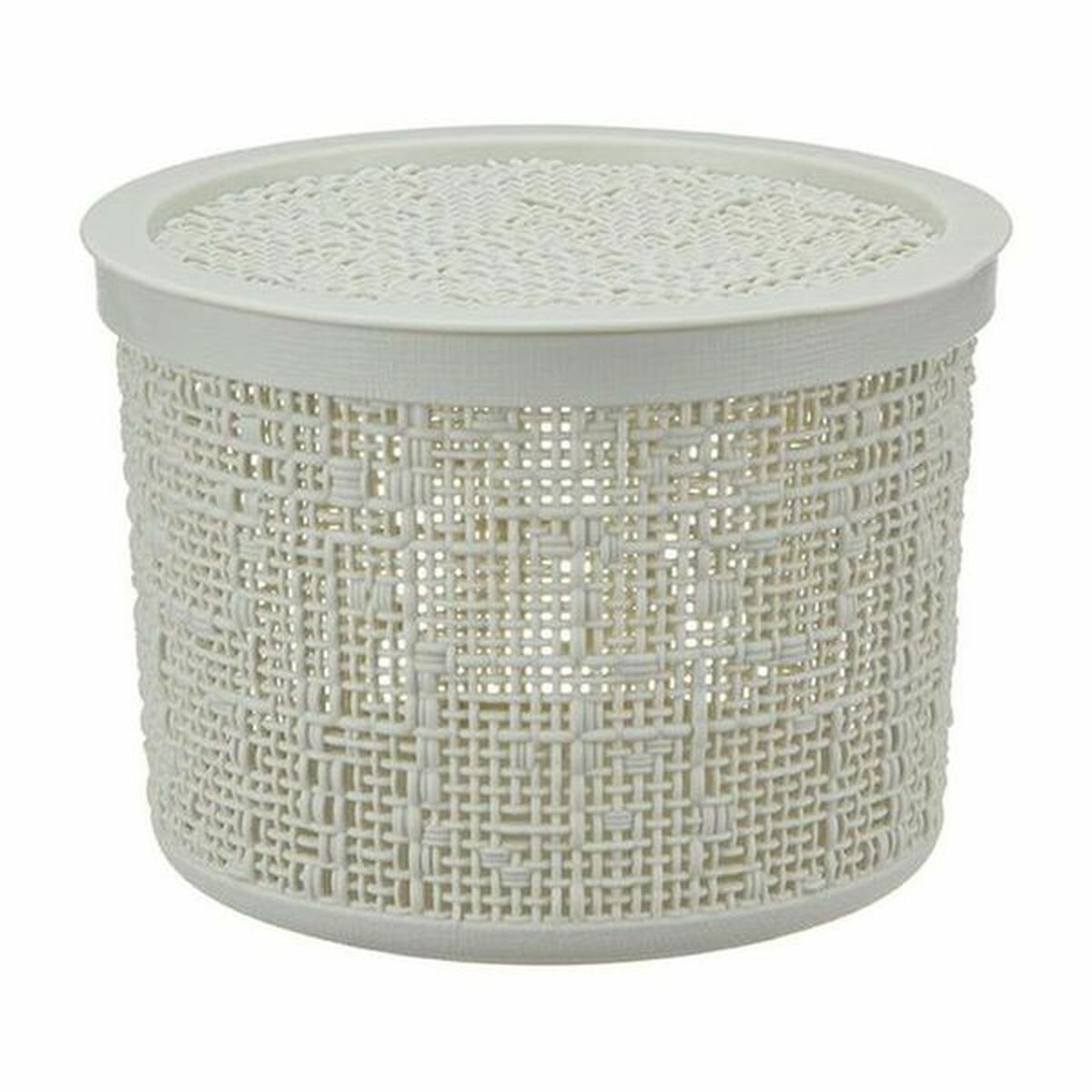 Коробка бязь с крышкой D=17cм 2л Белый ротанг IDEA (М-Пластика) М2328