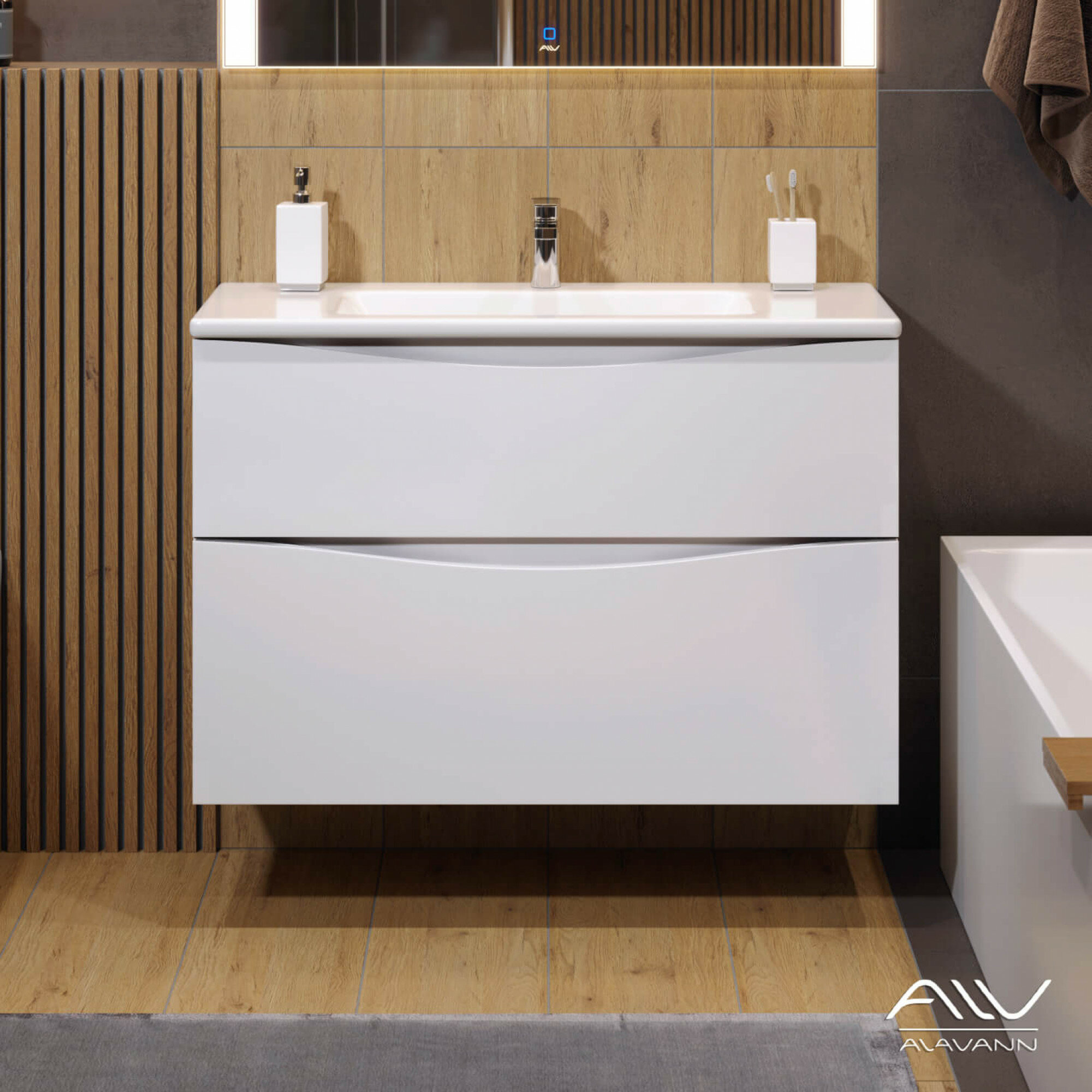 Тумба с раковиной Alavann Tess 100 белая