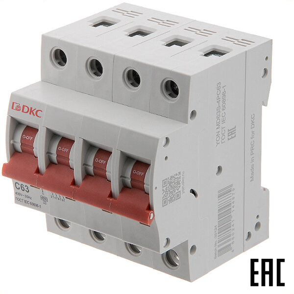Автоматический выключатель YON max MD63S-4PC63 63А/4п/ 4,5кА на Din-рейку ДКС (2 шт. в наборе)