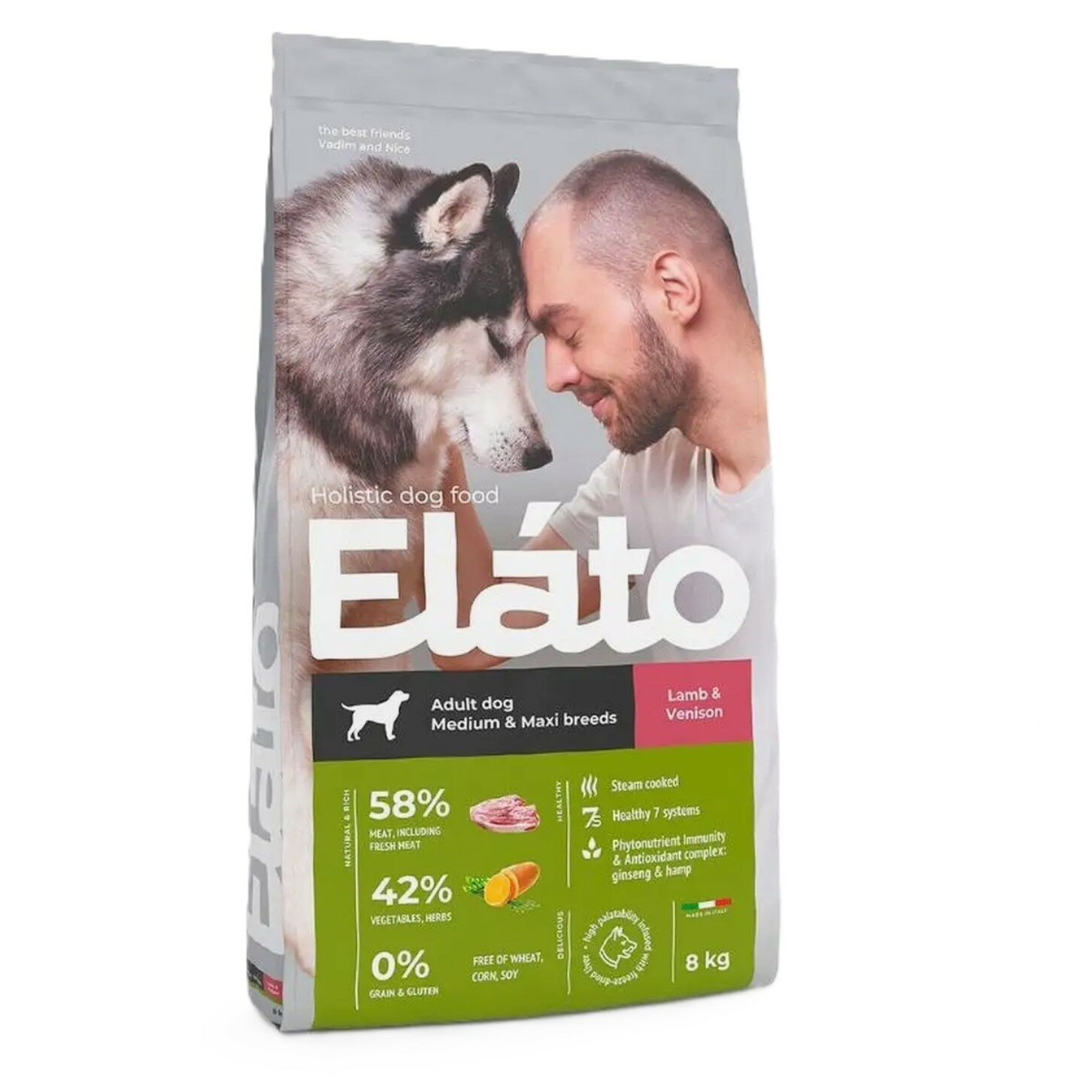 Elato Holistic сухой корм для собак средних и крупных пород Ягненок и Оленина 8кг