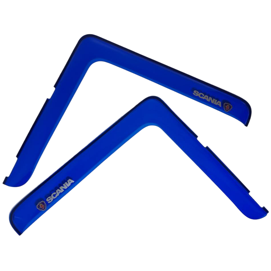 Дефлектор двери (ветровики) с лого на SCANIA серия 4/5/6 (84/94/114/144), Cиние