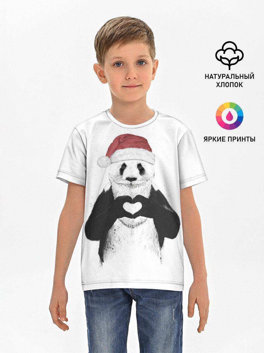 Футболка хлопковая детская Панда Клаус