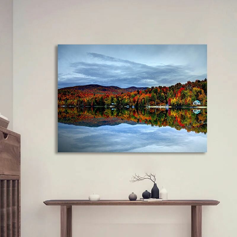 Картина "Красивый пейзаж", на деревянном подрамнике, в раме, на холсте