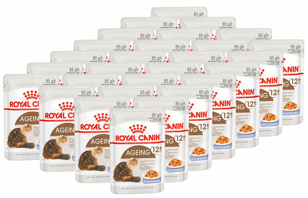 Корм влажный Royal Canin Ageing 12+ для пожилых кошек старше 12 лет, в желе, 85 г х 28 шт