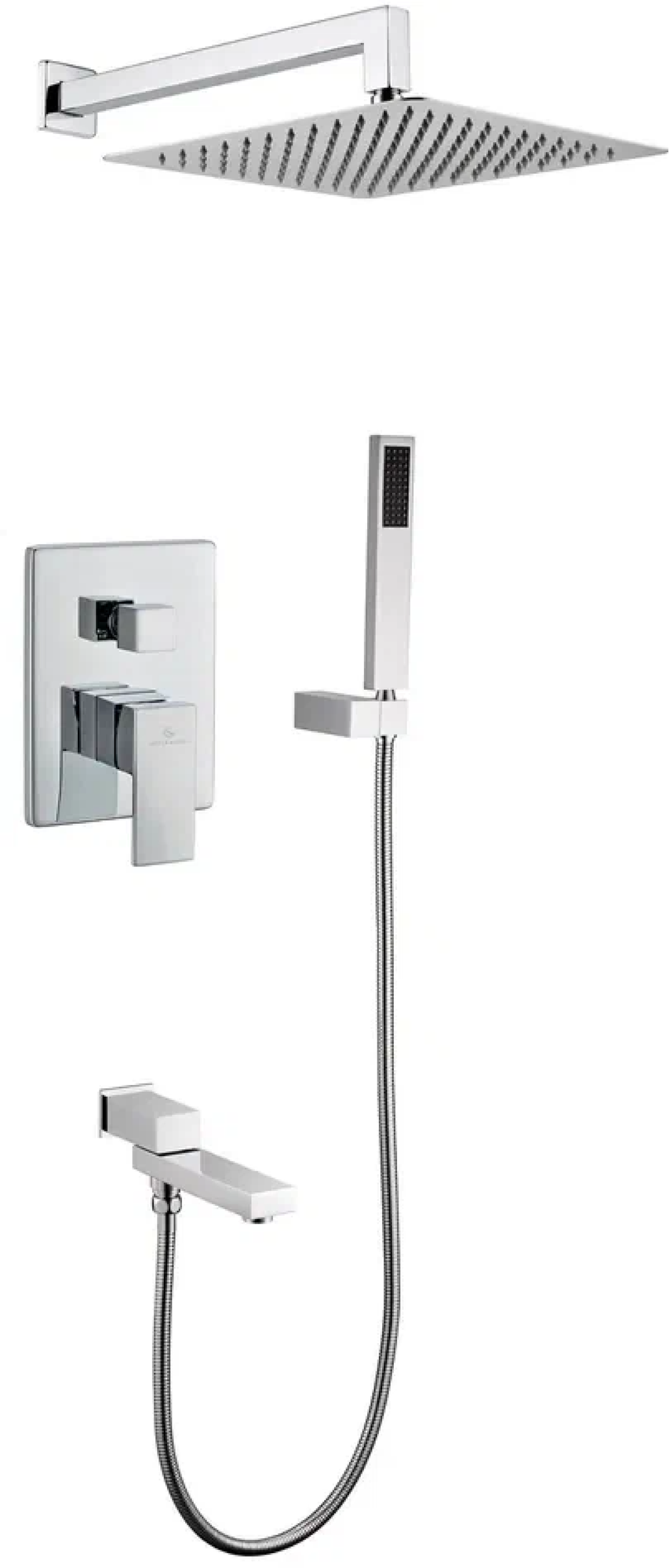 Душевая система скрытого монтажа Grocenberg GB5089CR-1 Хром, высокий душ