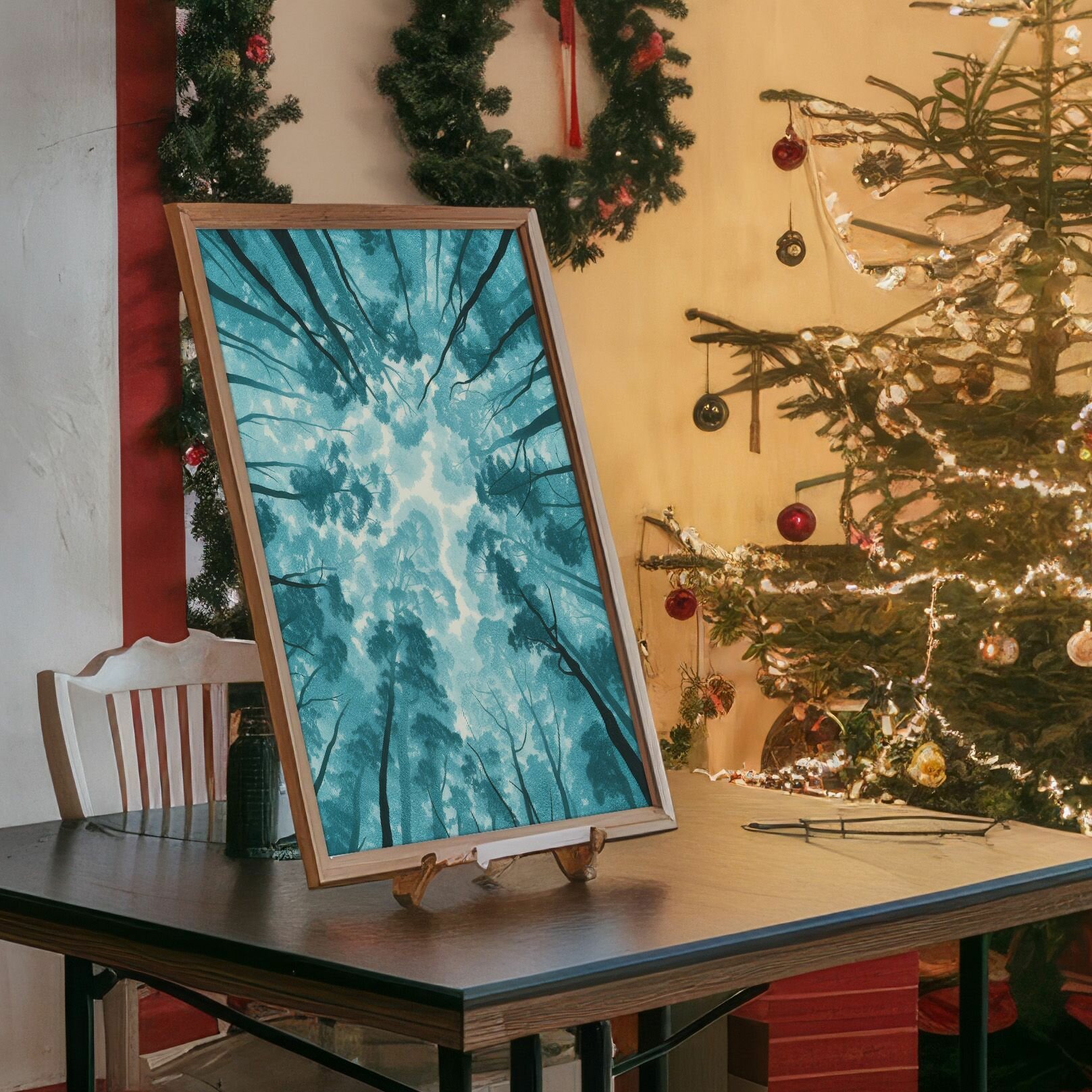 Постер Новый год - Зимние деревья - 40х50