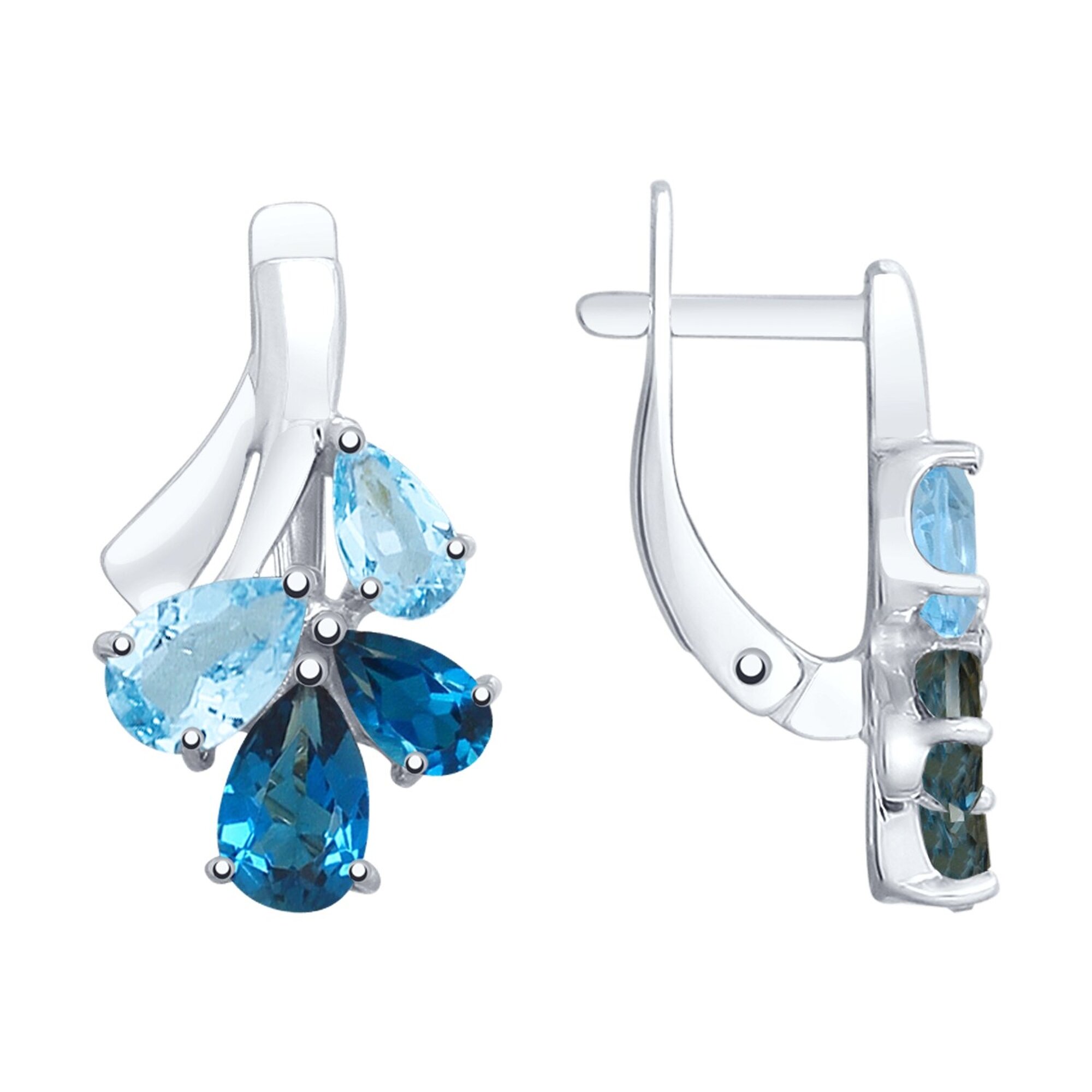 Серьги, серебро, 925 проба, родирование, Лондон топаз, топаз