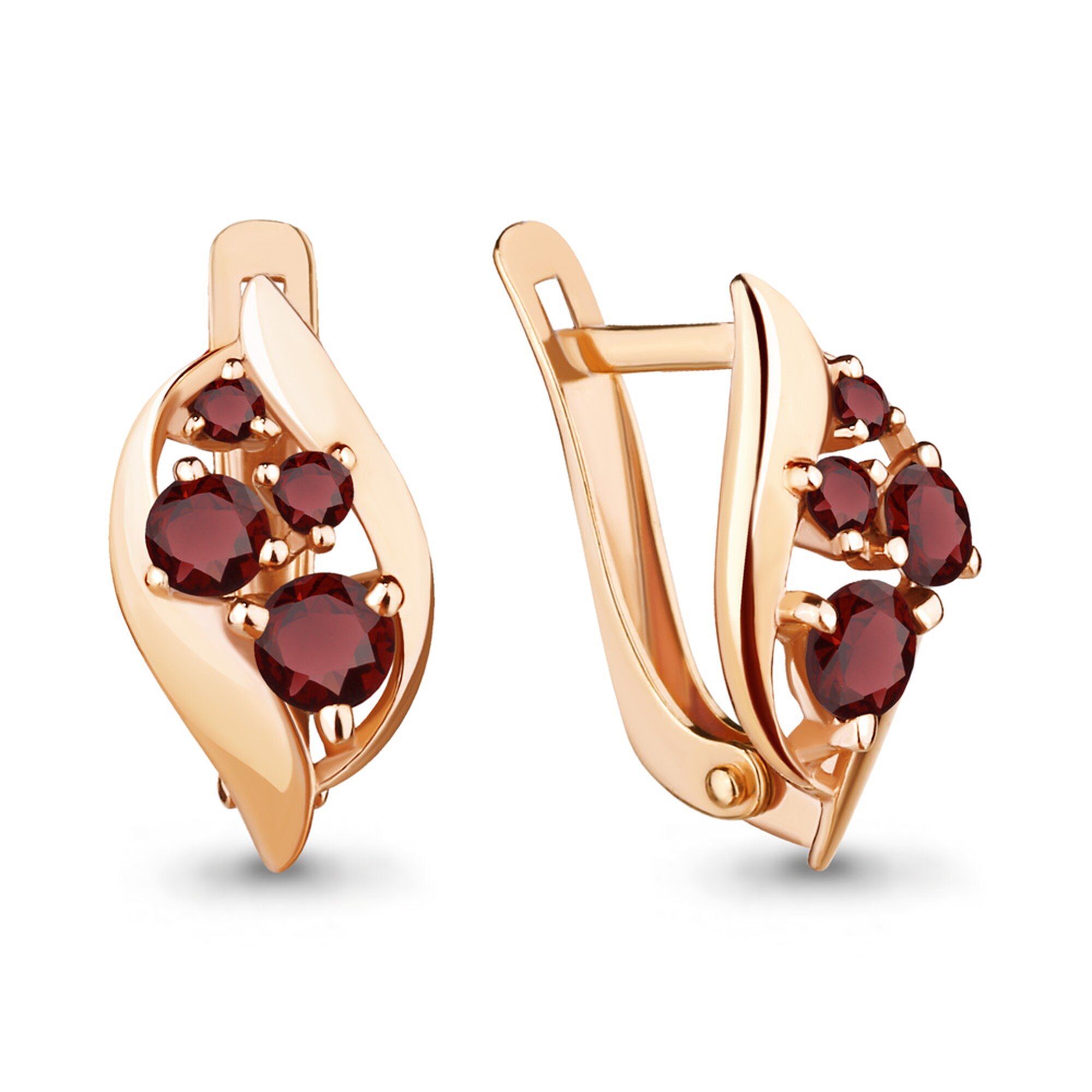 Серьги, серебро, 925 проба, золочение, гранат