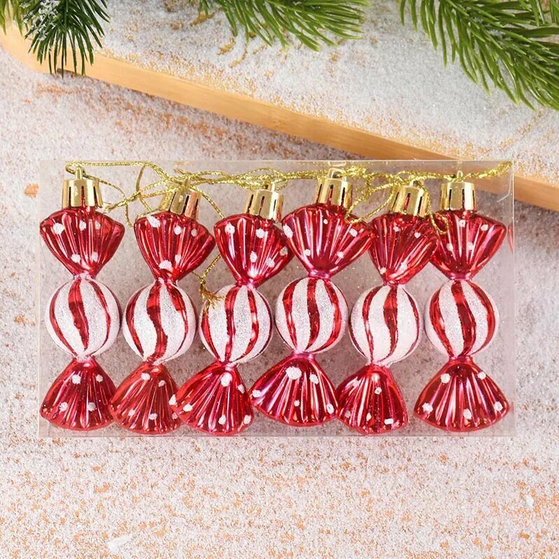 6 шт. Подвески на елку конфеты, цвет candy pendant