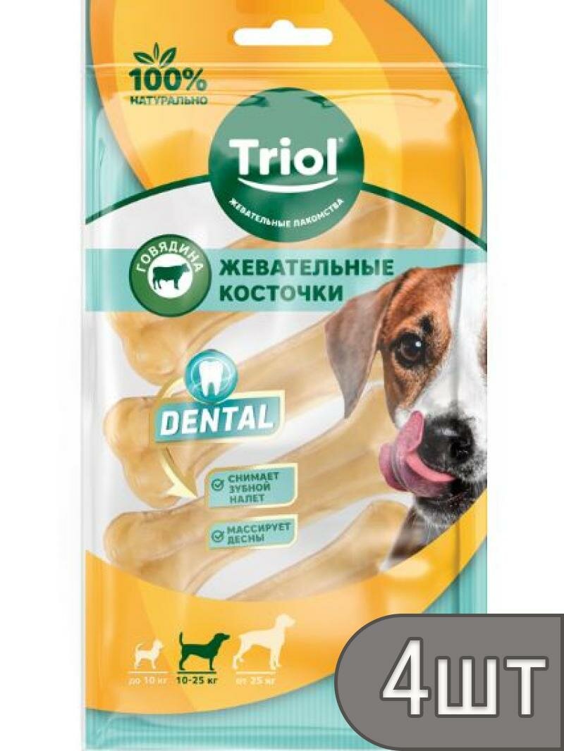 Triol Набор 4 шт Косточки жевательные DENTAL, 12.5см (уп.2шт.)
