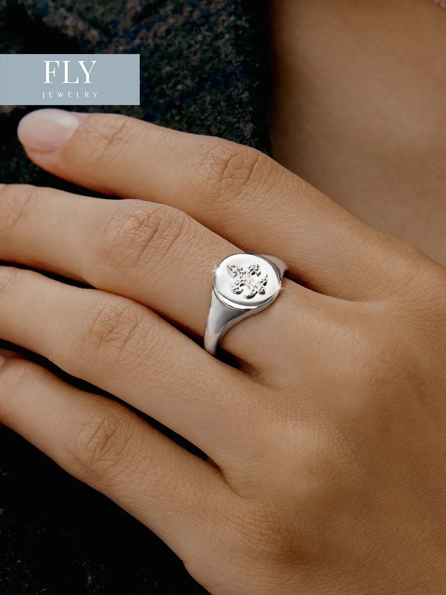 Печатка, серебро, 925 проба, родирование, фианит