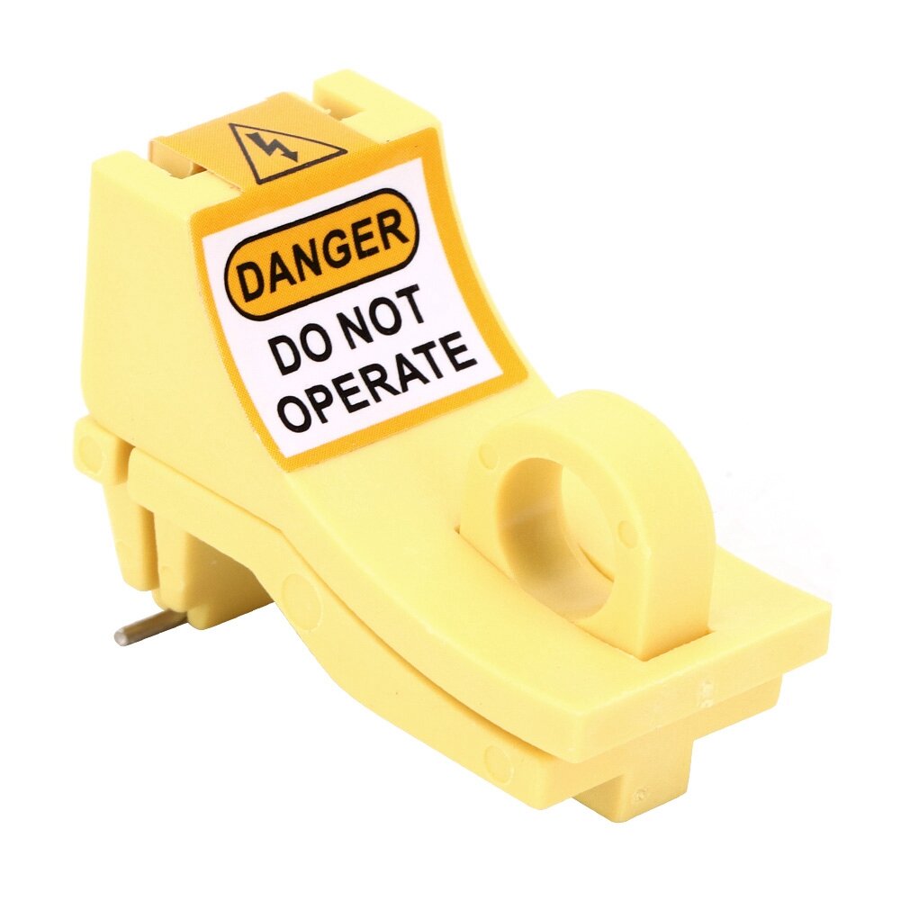 Миниатюрное устройство блокировки автоматического выключателя с внешним штифтом для обеспечения безопасности.